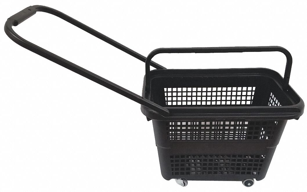 SHOPPING BASKET, Plastic, Black, Rolling Hand Basket - 55NJ19 ...