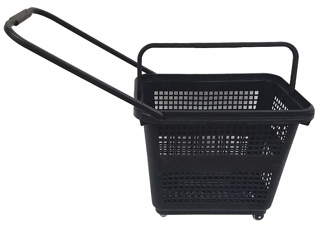 SHOPPING BASKET, Plastic, Black, Rolling Hand Basket - 55NJ23 ...