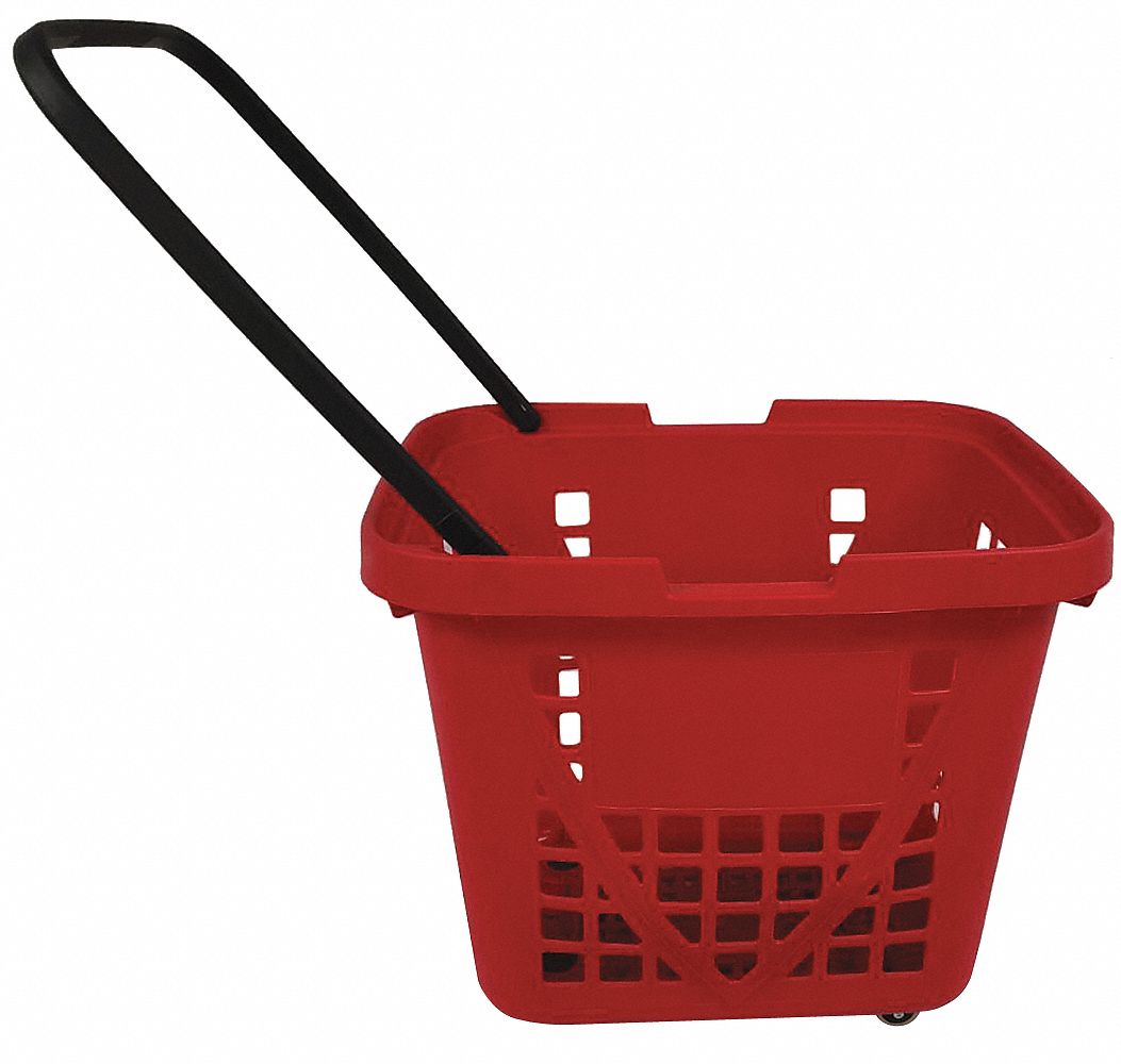SHOPPING BASKET, Plastic, Red, Rolling Hand Basket - 55NJ29|114815ROJ0 ...
