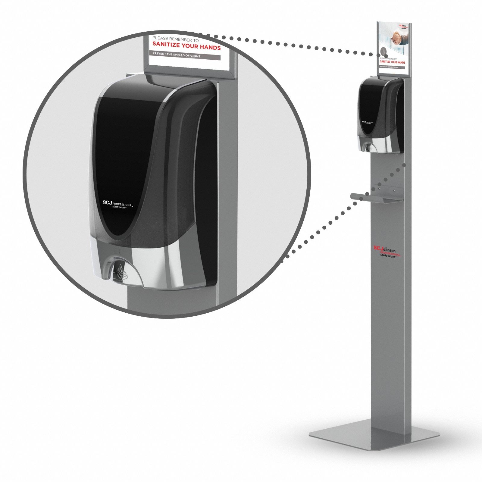 SC JOHNSON PROFESSIONAL, TouchFree Ultra Series, 58 in Overall Ht, Hand ...