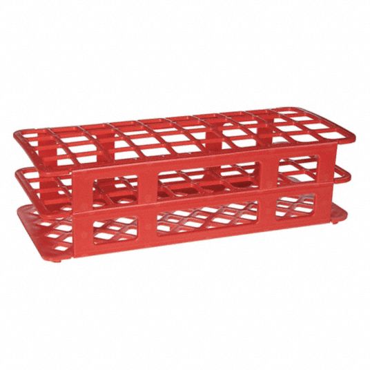 Polypropylene, Red, Tube Rack - 55PT43|HS243071R - Grainger