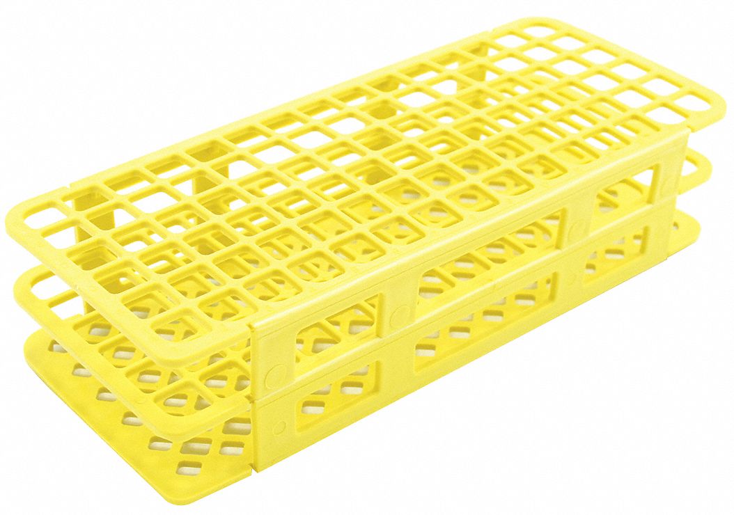 Polypropylene, Yellow, Tube Rack - 55PT49|HS243073Y - Grainger