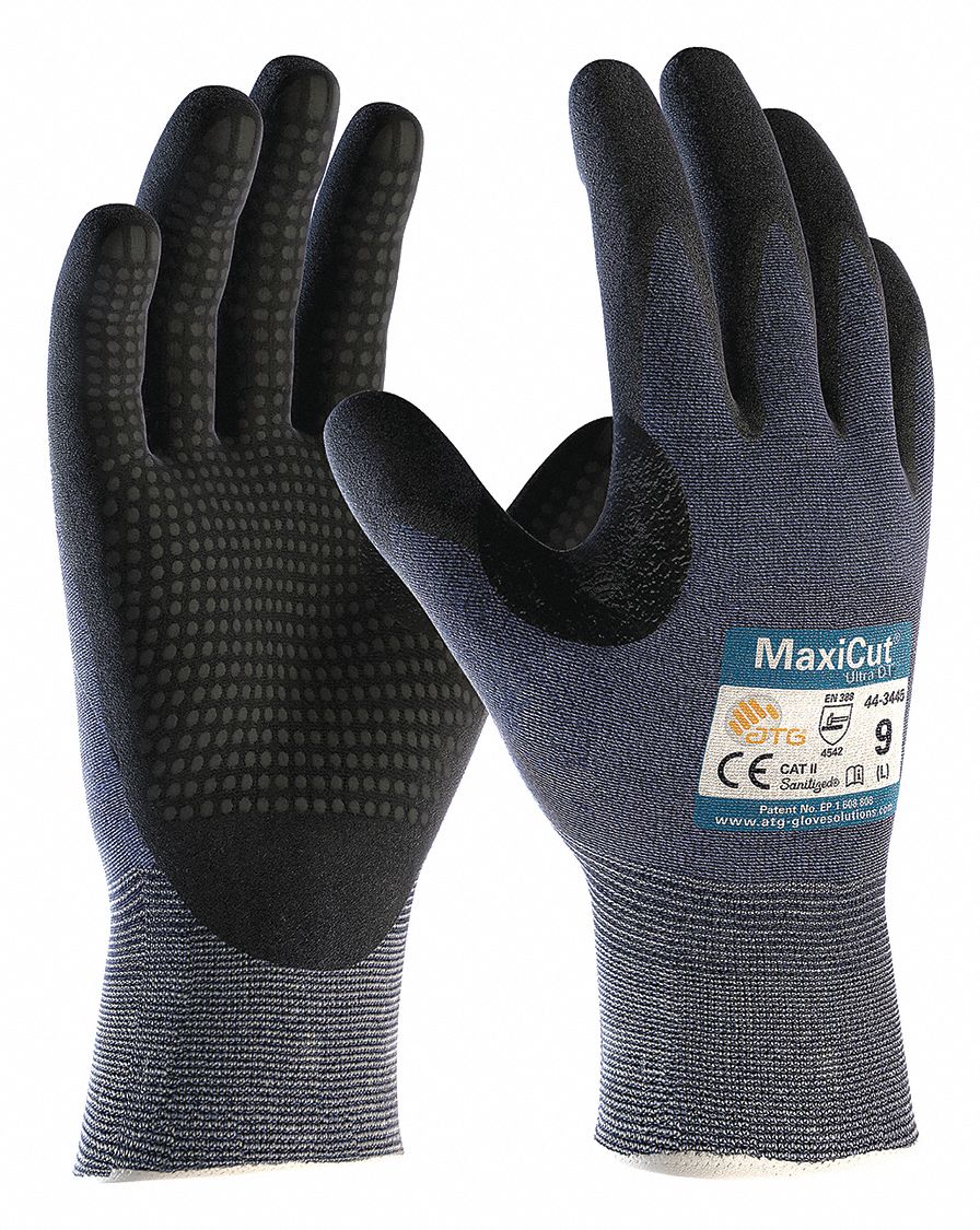 PIP Cut-Resistant Glove: M ( 8 ), ANSI Cut Level A3, Palm, Double Dipped, Foam Nitrile, Blue, 12 ...