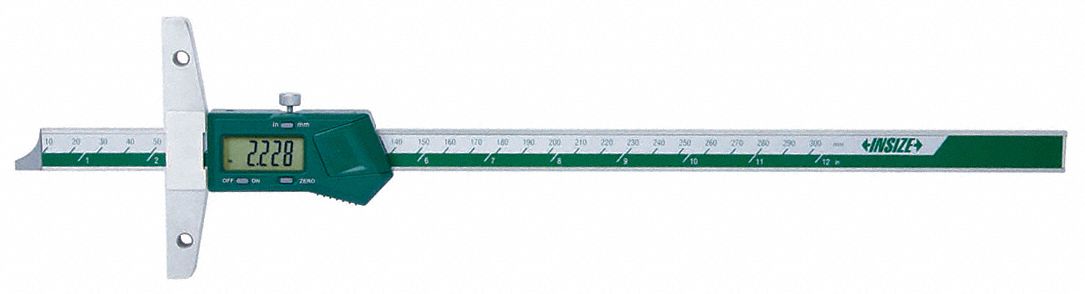 INSIZE, 0 in to 12 in /0 mm to 300 mm, +/-0.0012 in Accuracy, Blade ...