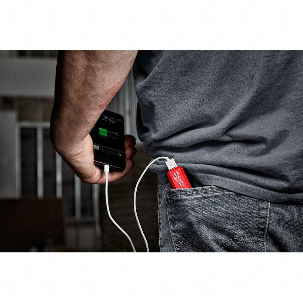 MILWAUKEE Rechargeable Power Bank: 2,000 mAh Capacity, 1 Output ...