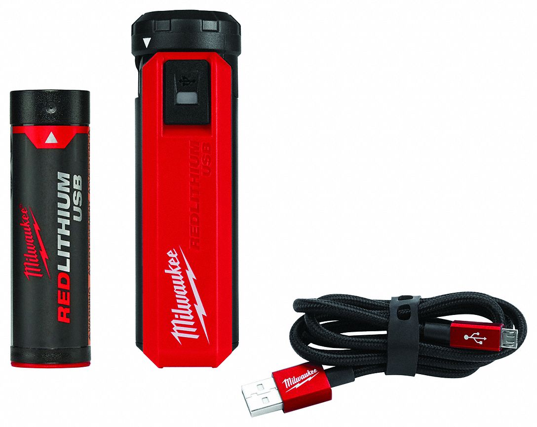 MILWAUKEE, 2,000 mAh Capacity, 1 Output Connectors, Rechargeable Power ...