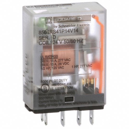 SCHNEIDER, Socket Mounted, 15 A Current Rating, Relay - 55WG30 ...