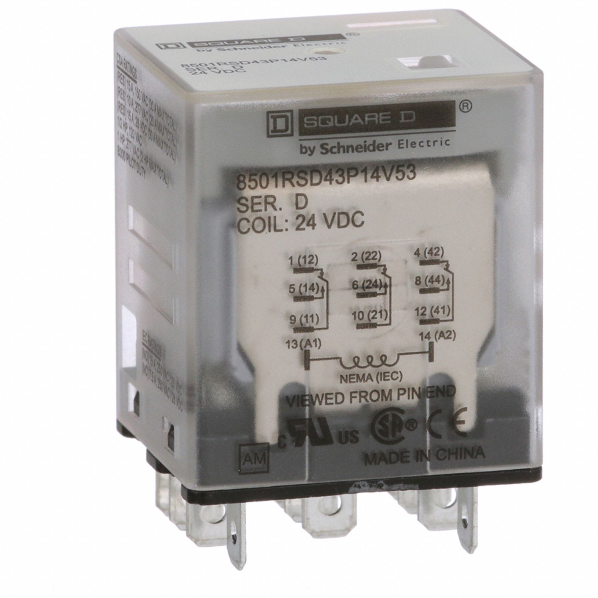 SCHNEIDER, Socket Mounted, 15 A Current Rating, Relay - 55WG32 ...