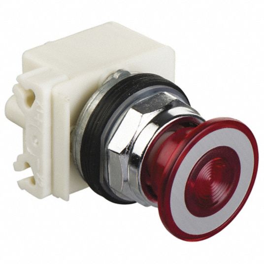 SCHNEIDER ELECTRIC, Red, 30 mm Mounting Size, Mushroom Head Push Button ...
