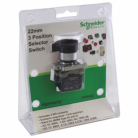 SCHNEIDER ELECTRIC Selector Switch: 22 mm Size, 3 Position, Maintained ... SCHNEIDER ELECTRIC Selector Switch: 22 mm Size, 3 Position, Maintained ...