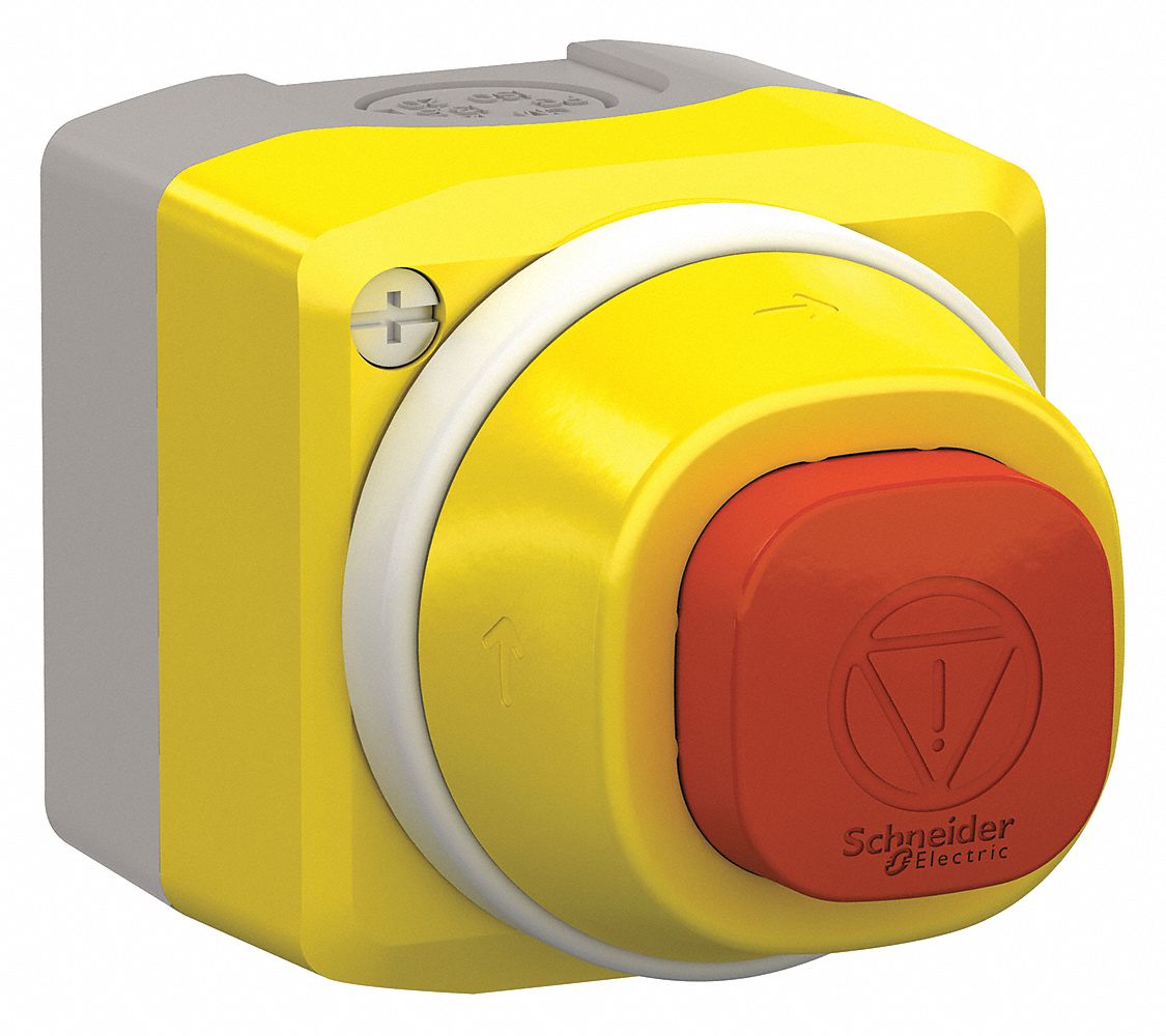 SCHNEIDER ELECTRIC, Mushroom Head Push Button, 1 Pilot Lights, Control Station - 55WZ95 ...