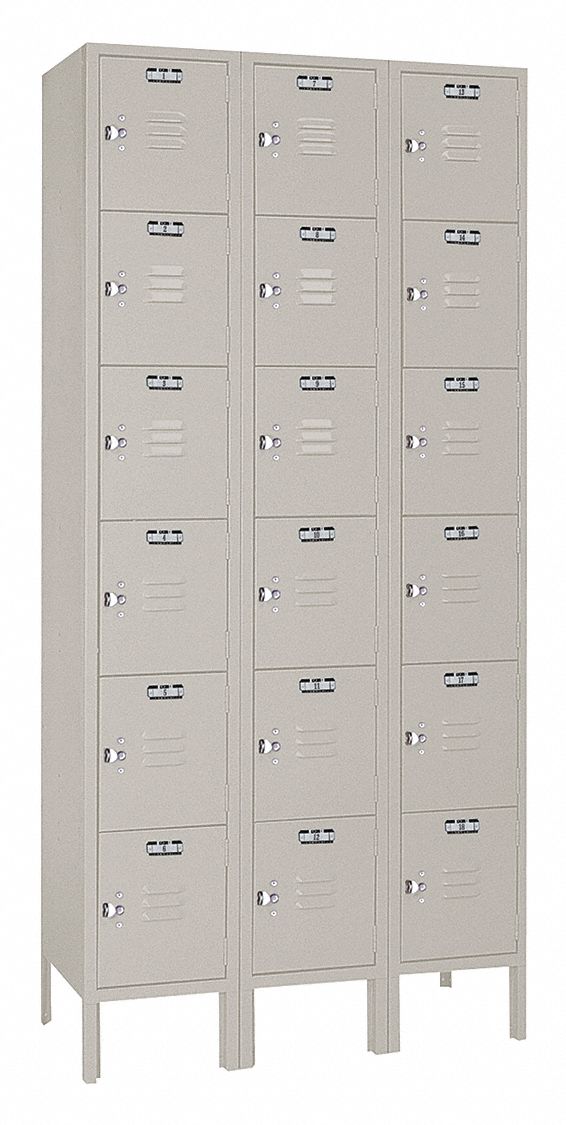 LYON Wardrobe Locker: 36 in x 12 in x 78 in, 6 Tiers, 3 Units Wide ...