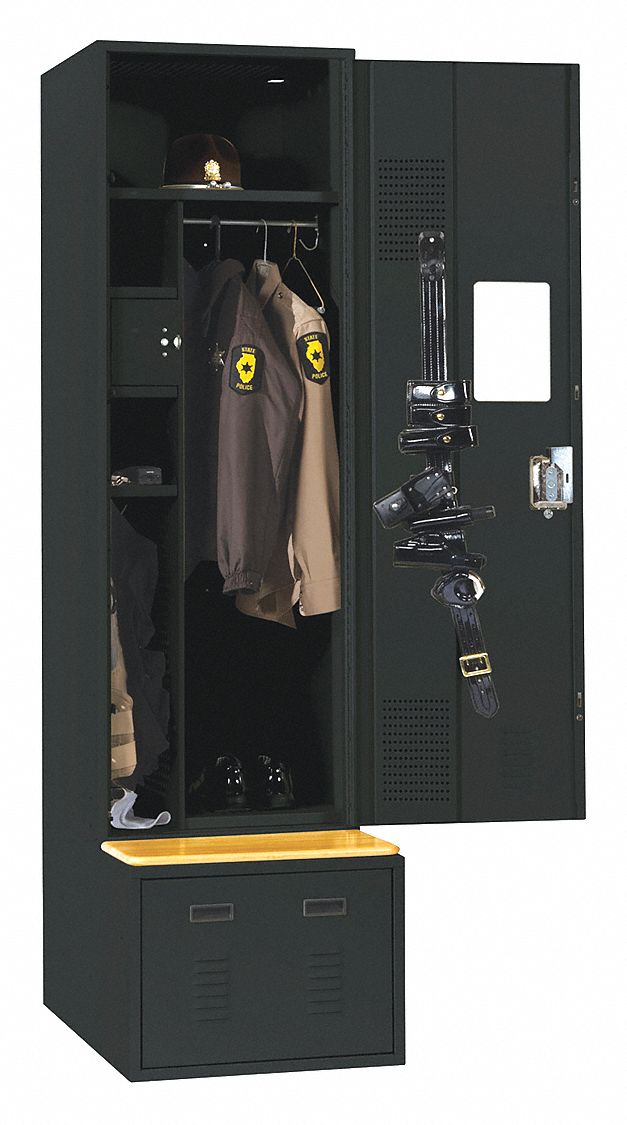 LYON Gear Locker: 24 in x 36 in x 90 in, Steel, Includes Footlocker, 3 ...