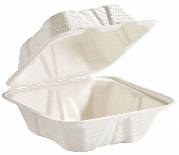 ABILITY ONE, White, Hinged Lid Container Container, Disposable Carry ...