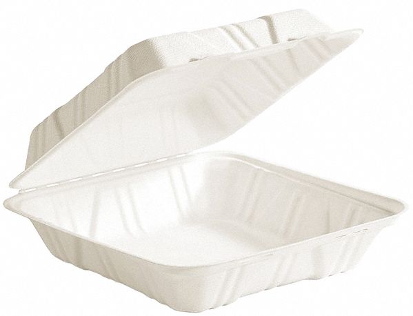 ABILITY ONE, White, Hinged Lid Container Container, Disposable Carry ...