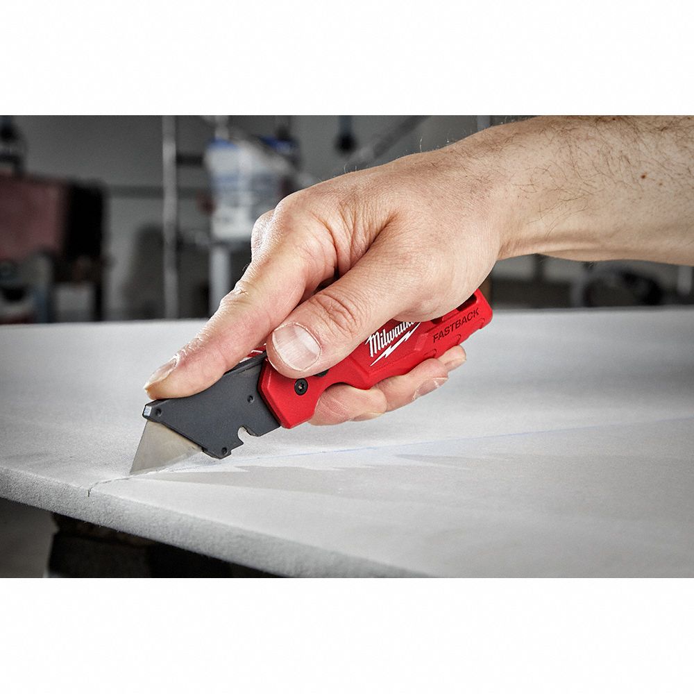MILWAUKEE Folding Utility Knife: 4 1/2 in/6 7/8 in, Bi-Metal, Metal, 1 ...