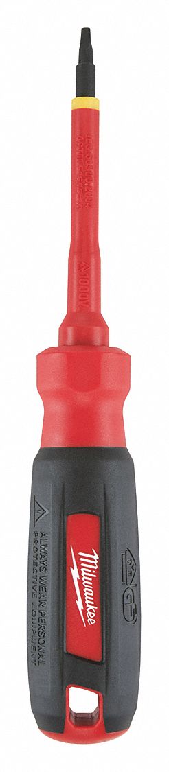 MILWAUKEE, #1 Tip Size, 7 in Overall Lg, Insulated Square Screwdriver ...