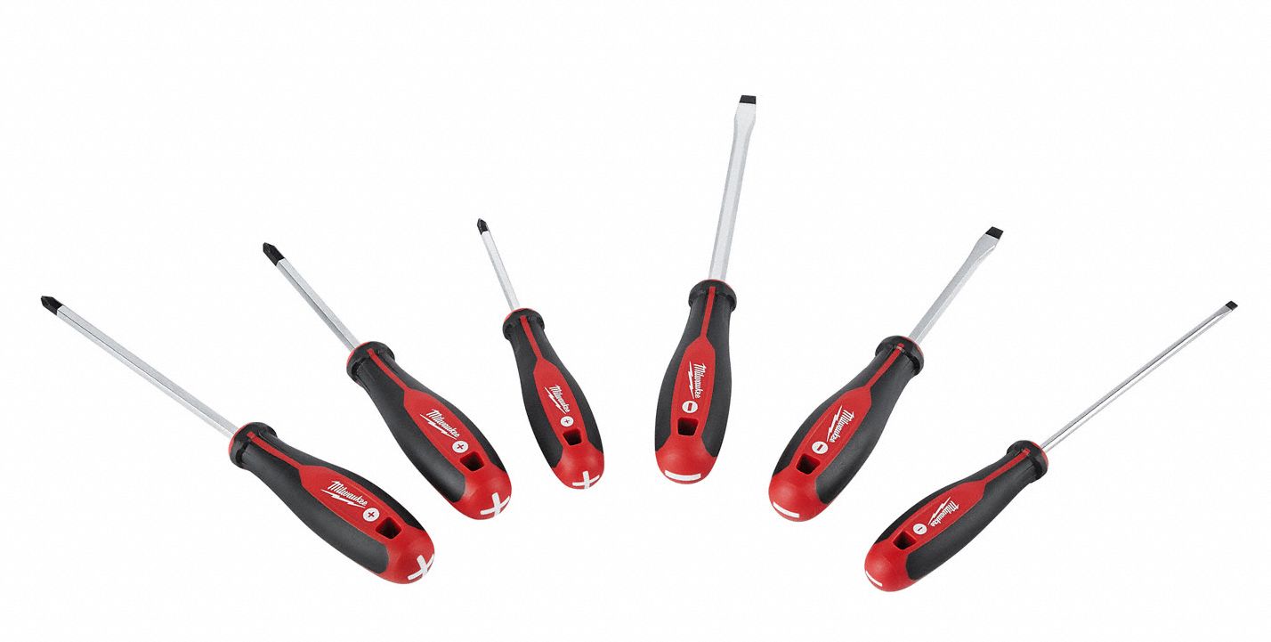 MILWAUKEE Tether Ready Magnetized Tip Screwdriver Set, Tip Finish ...