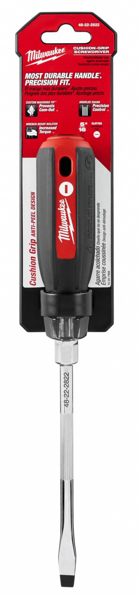 MILWAUKEE Tether-Ready Slotted Screwdriver, Tip Size 5/16 in, Slotted ...