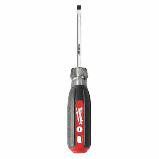 MILWAUKEE Tether-Ready Slotted Screwdriver, Tip Size 3/16 in, Slotted ...