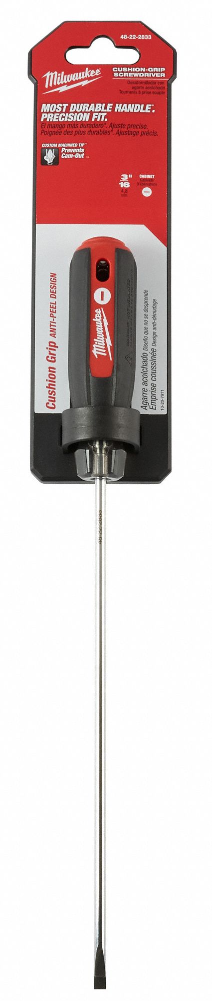 MILWAUKEE Tether-Ready Slotted Screwdriver, Tip Size 3/16 in, Slotted ...