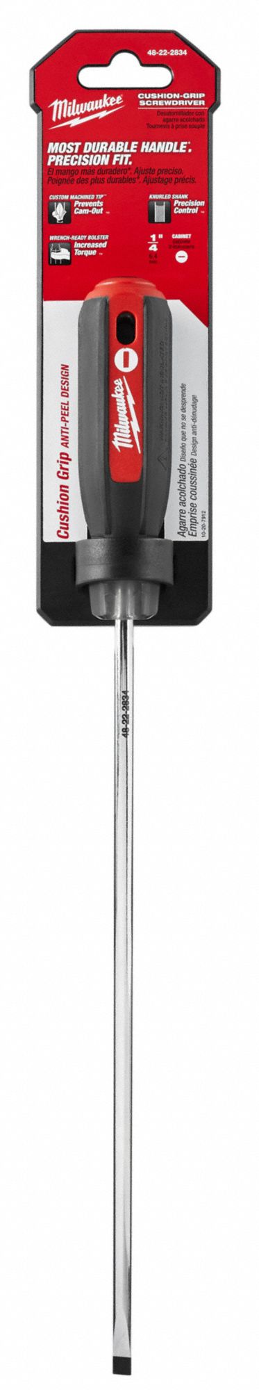 MILWAUKEE Tether-Ready Slotted Screwdriver, Tip Size 1/4 in, Slotted ...