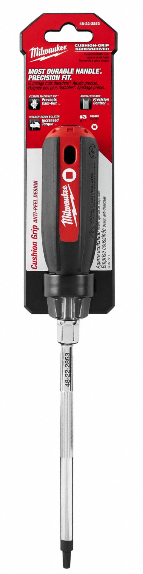 MILWAUKEE Tether Ready Square Screwdriver, Tip Size #3, Square, Cushion ...