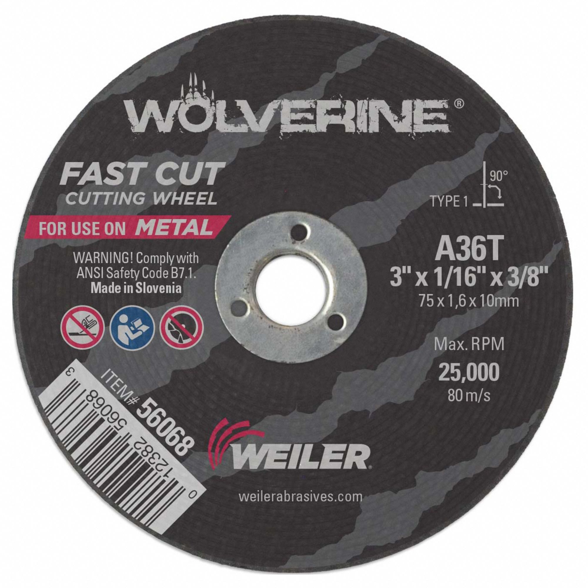 WOLVERINE, 1/16 in, Abrasive Cut-Off Wheel - 43VN12|56068 - Grainger