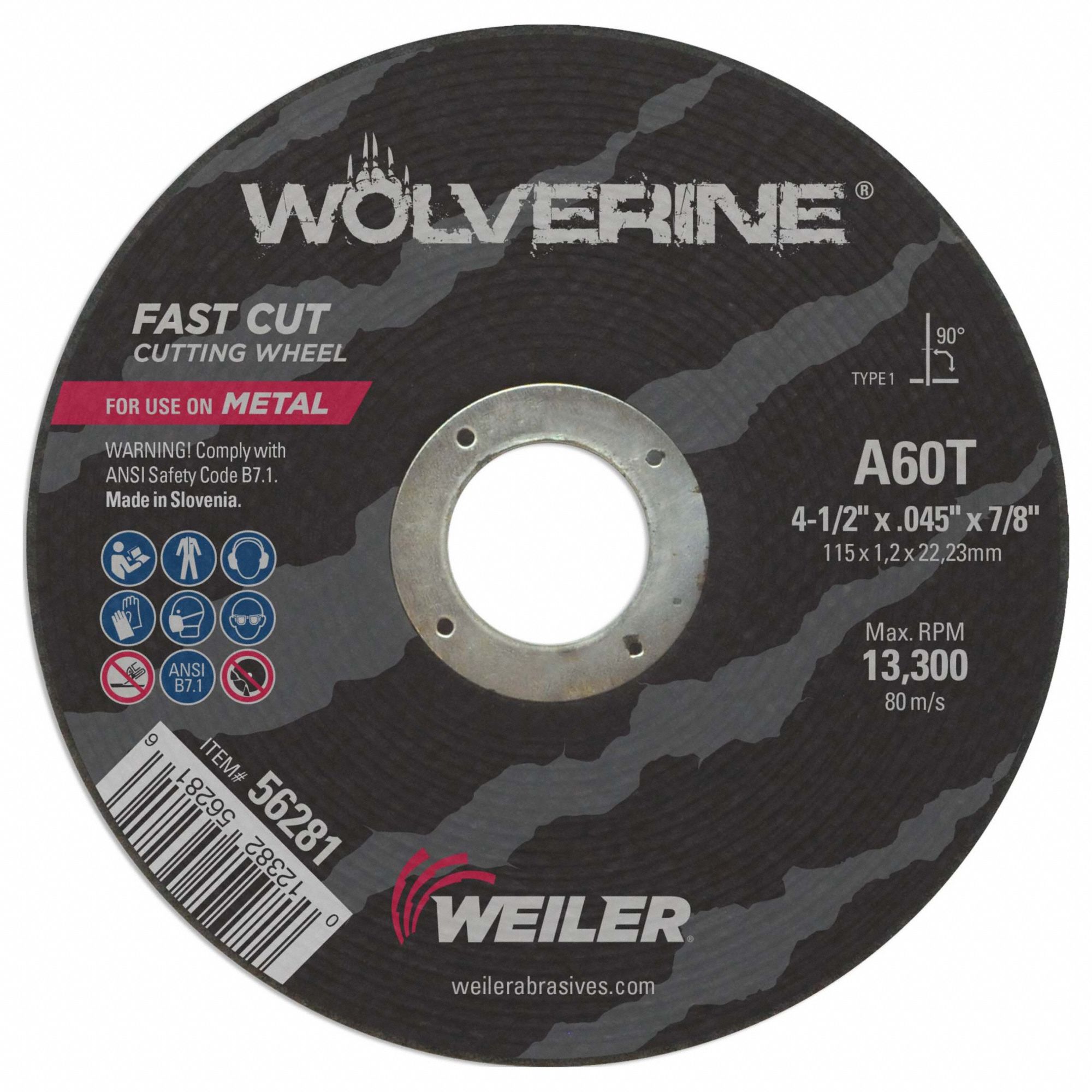 WOLVERINE, 0.045 in, Abrasive Cut-Off Wheel - 43VN30|56281 - Grainger
