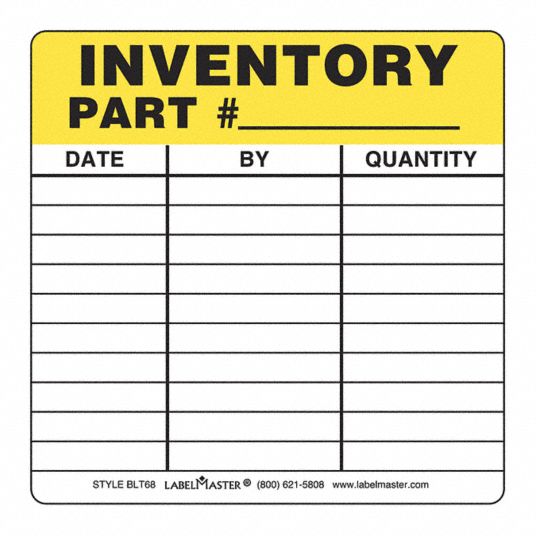 Inventory Part Number Label,PK500 - Grainger