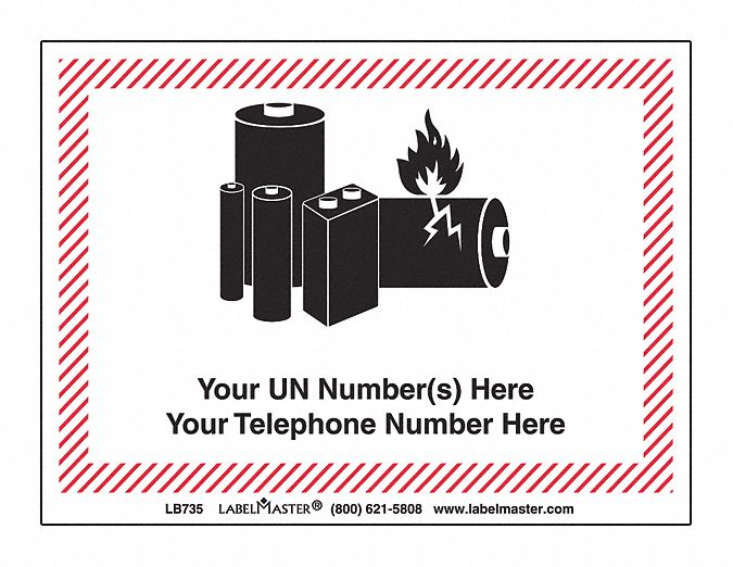 LABELMASTER, Haz Materials, Paper, Lithium Battery Handling Mark ...