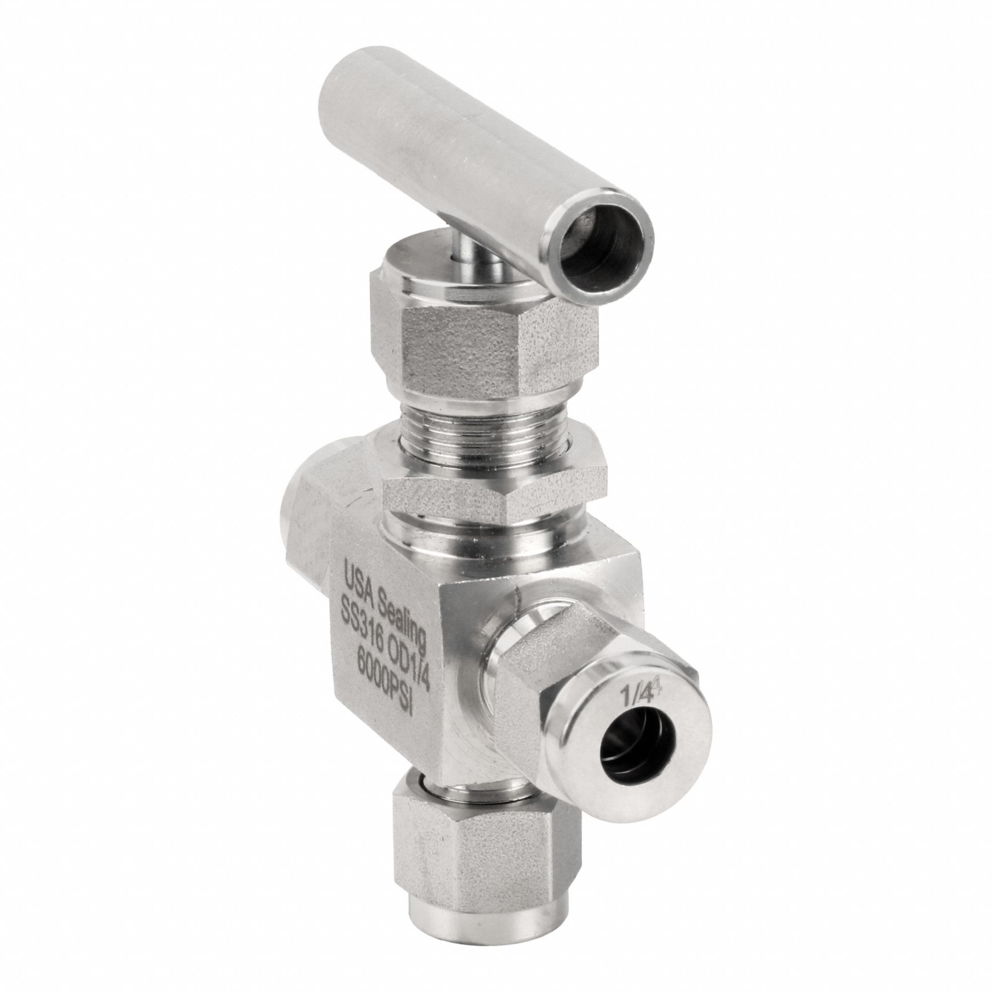 USA INDUSTRIALS, 3-Way Valve Body, 316 Stainless Steel, Needle Valve ...