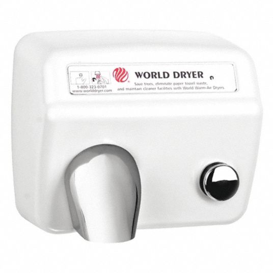 WORLD DRYER, MODEL A, Push Button, Hand Dryer - 56EE52|DA5-974AU - Grainger