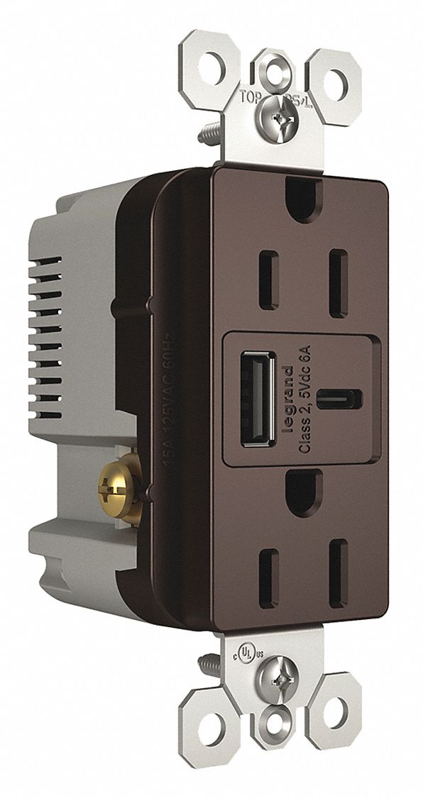 Duplex, 5-15R, USB Charger Receptacle - 56FM95|R26USBACDBCCV4 - Grainger