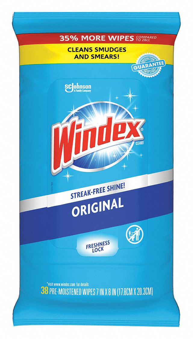 WINDEX, Wipes, Packet, Glass Cleaner Wipes - 56GW49|378032 - Grainger