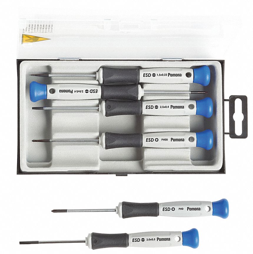 POMONA, ESD Screwdriver Set - 56GX90|ESDSET6 - Grainger