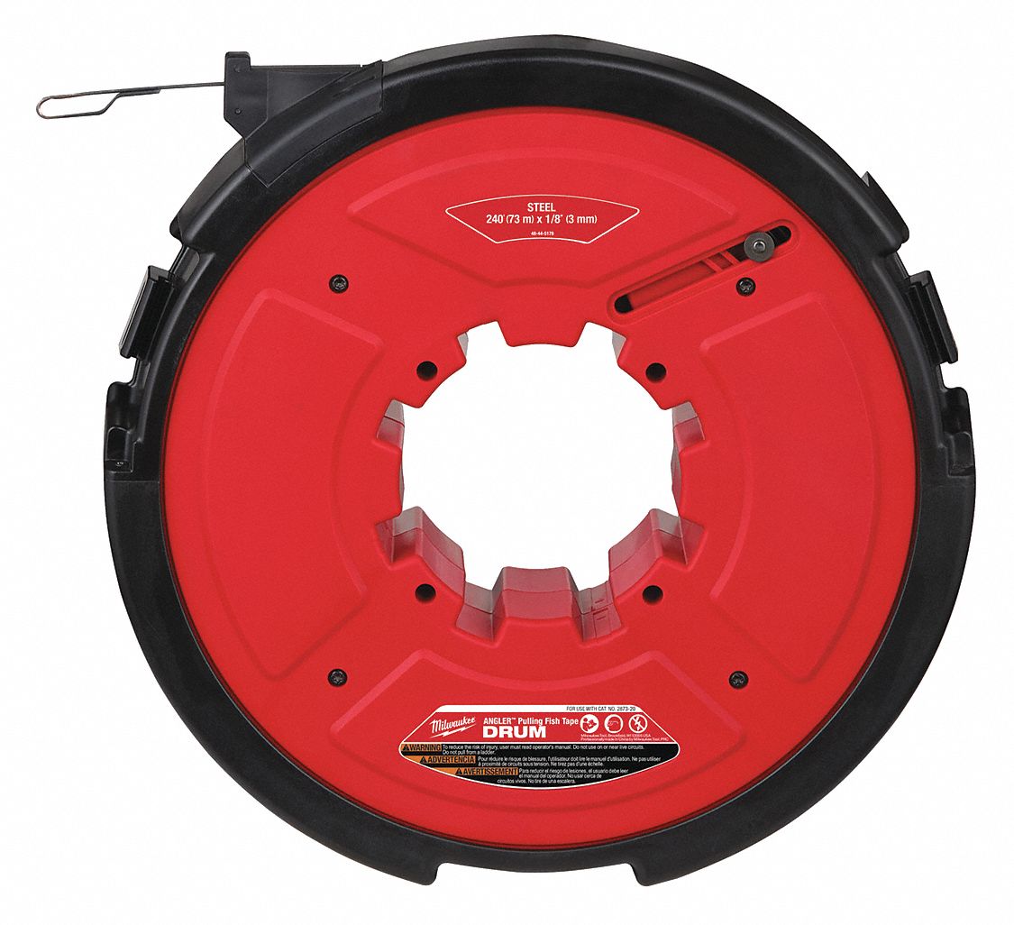 MILWAUKEE 240 Ft Fish Tape Steel 1 8 In Tape Size Round Tape Profile