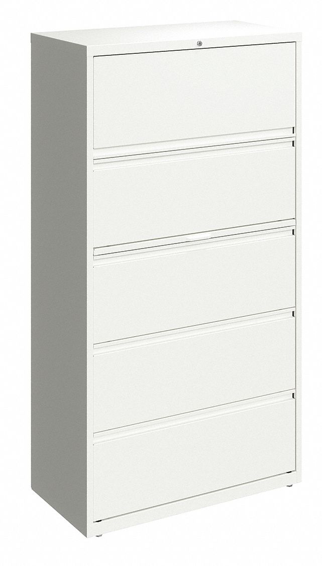 HIRSH, White, 5 Drawers, Lateral File Cabinet - 56HG54|23703 - Grainger
