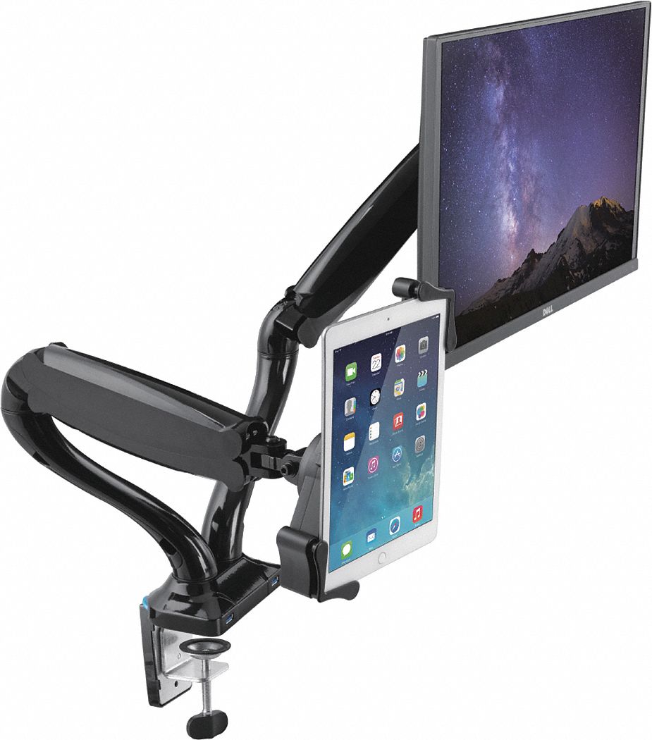 CTA DIGITAL, Black, Aluminum, Dual Computer Monitor and Tablet Arm ...
