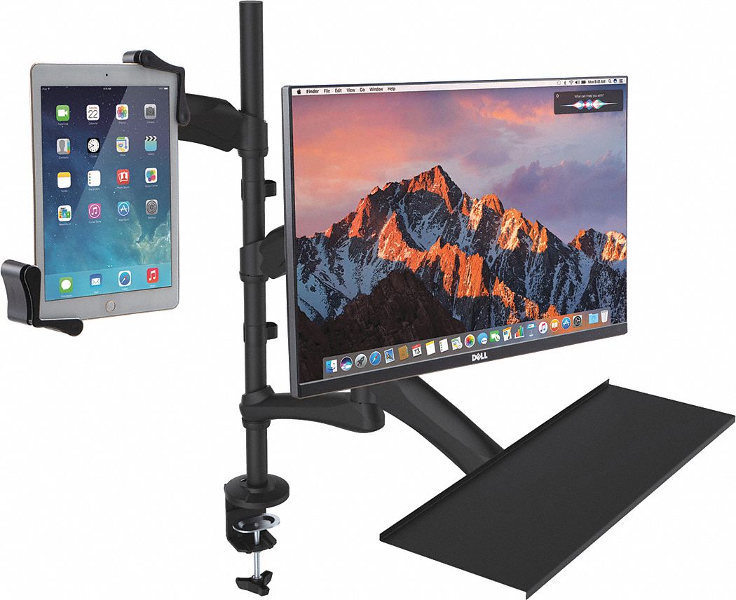 CTA DIGITAL, Black, Aluminum, Dual Computer Monitor and Tablet Arm ...