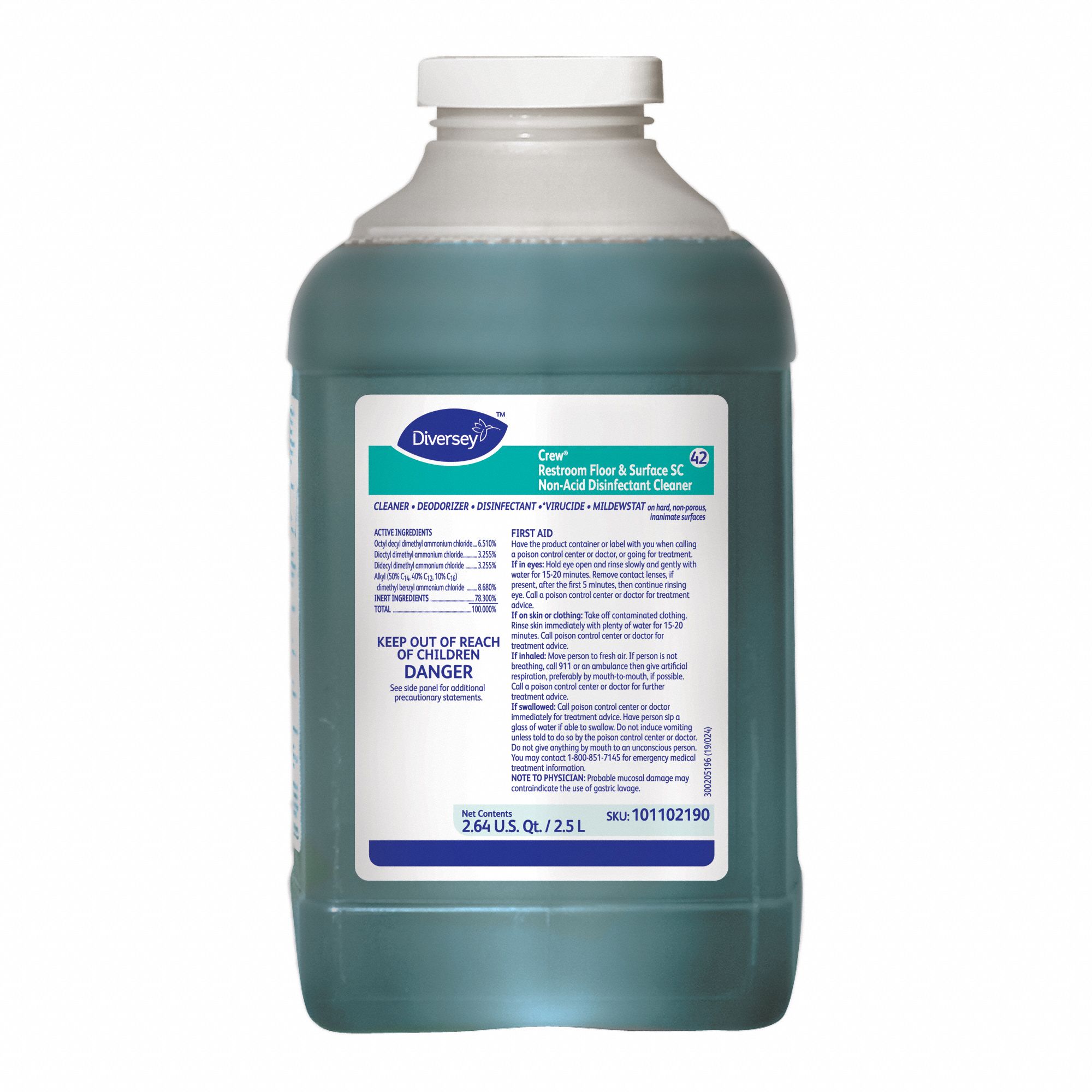 DIVERSEY, Crew, 42, Cleaner and Disinfectant - 56HU80|101102190 - Grainger