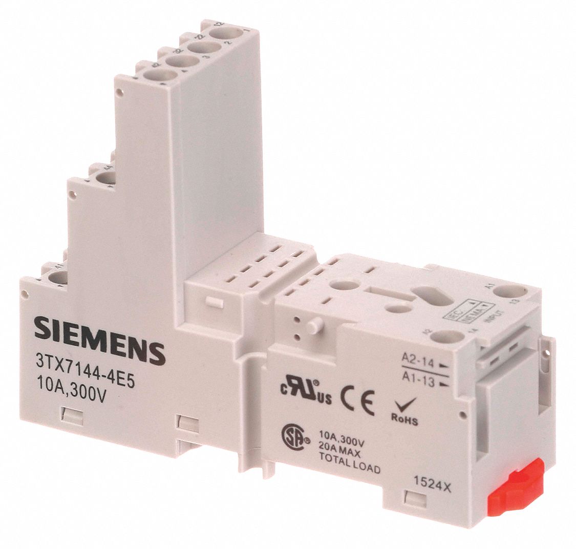 SIEMENS, 14 Pins, G Socket, Relay Socket - 56JX91|3TX7144-4E5 - Grainger