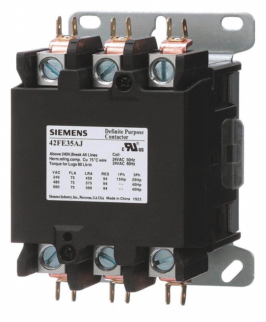 SIEMENS, 3 Poles, 120V AC, Definite Purpose Magnetic Contactor - 56JY08|42FE35AF - Grainger