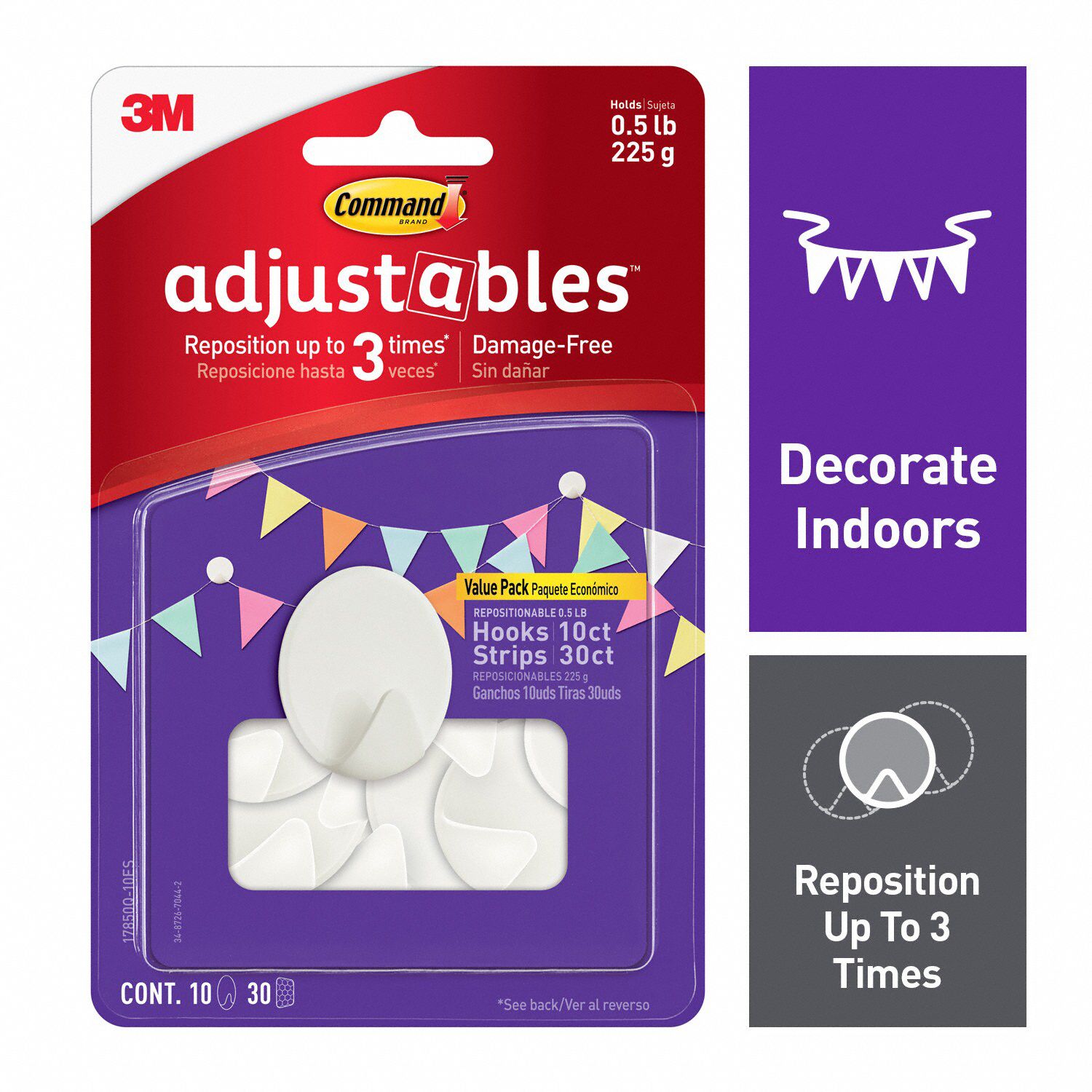 COMMAND Single Point Hook,Adhesive Back,PK10: 10 Hooks, Plastic ...