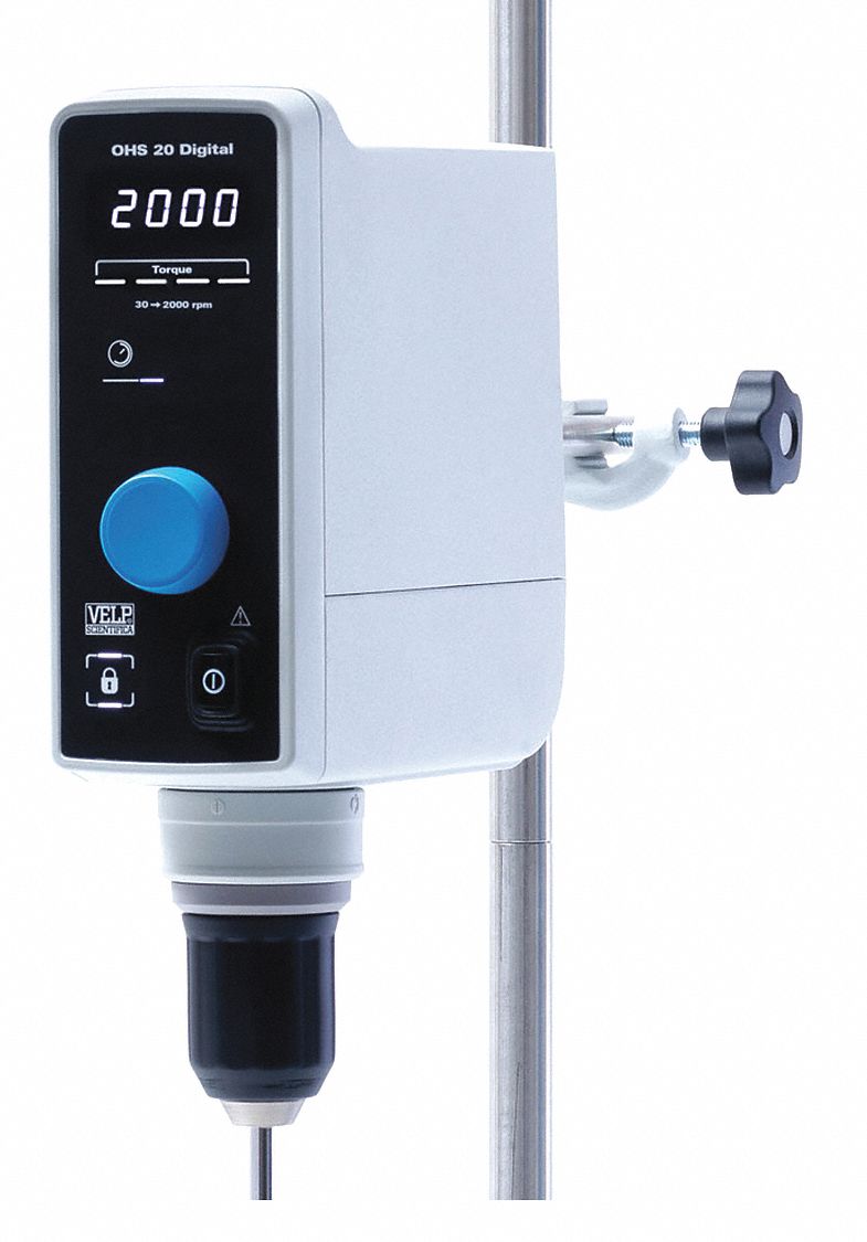 VELP SCIENTIFIC, 2,000 RPM Max Speed, 20 N-cm, Overhead Mixer - 56LK85 ...