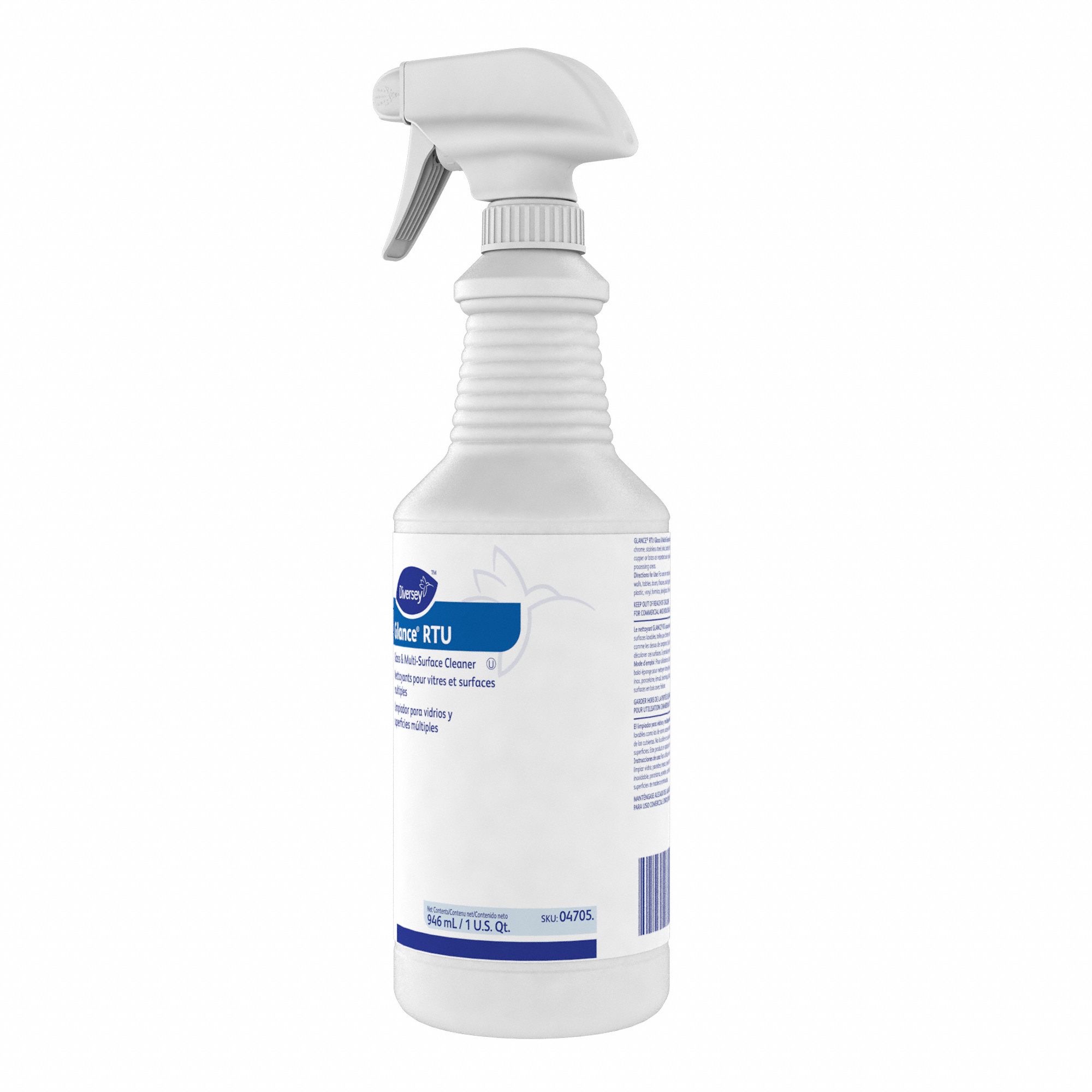 DIVERSEY Glass Cleaner: Liquid, Trigger Spray Bottle, 32 oz, Unscented ...