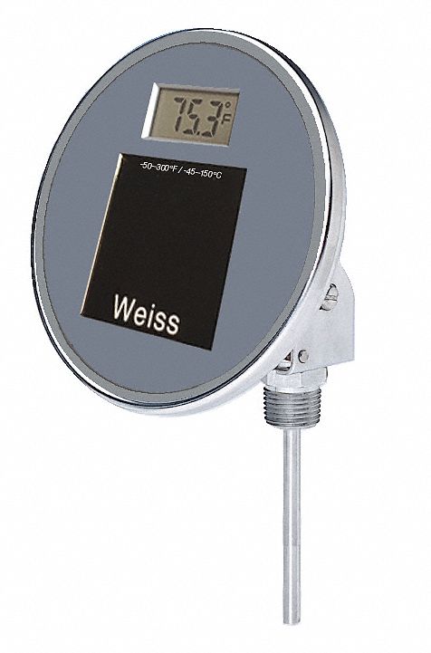 WEISS Thread-Mounted Digital Thermometer: Adj-Angle, -50° to 300°F/-45 ...