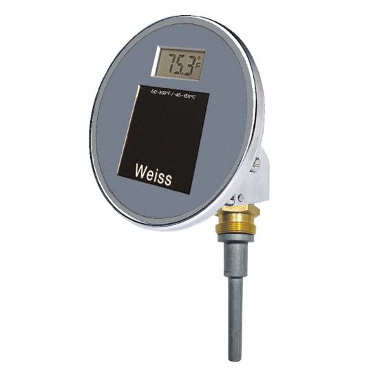 WEISS Thread-Mounted Digital Thermometer, -50° to 300°F/-45° to 150°C ...