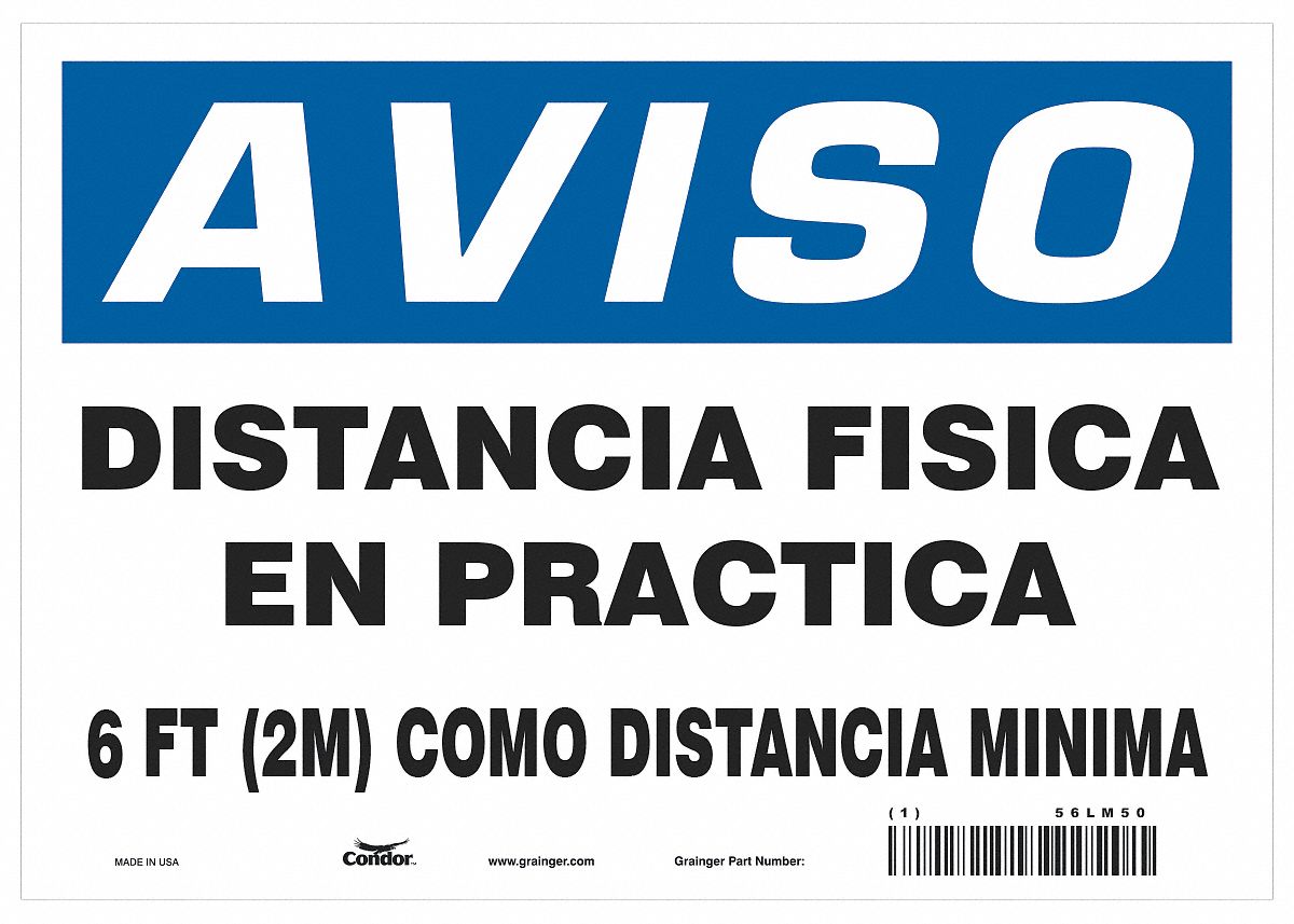 7 in x 10 in Nominal Sign Size, 0.055 in Thick, Covid 19 Sign 7X10 ...