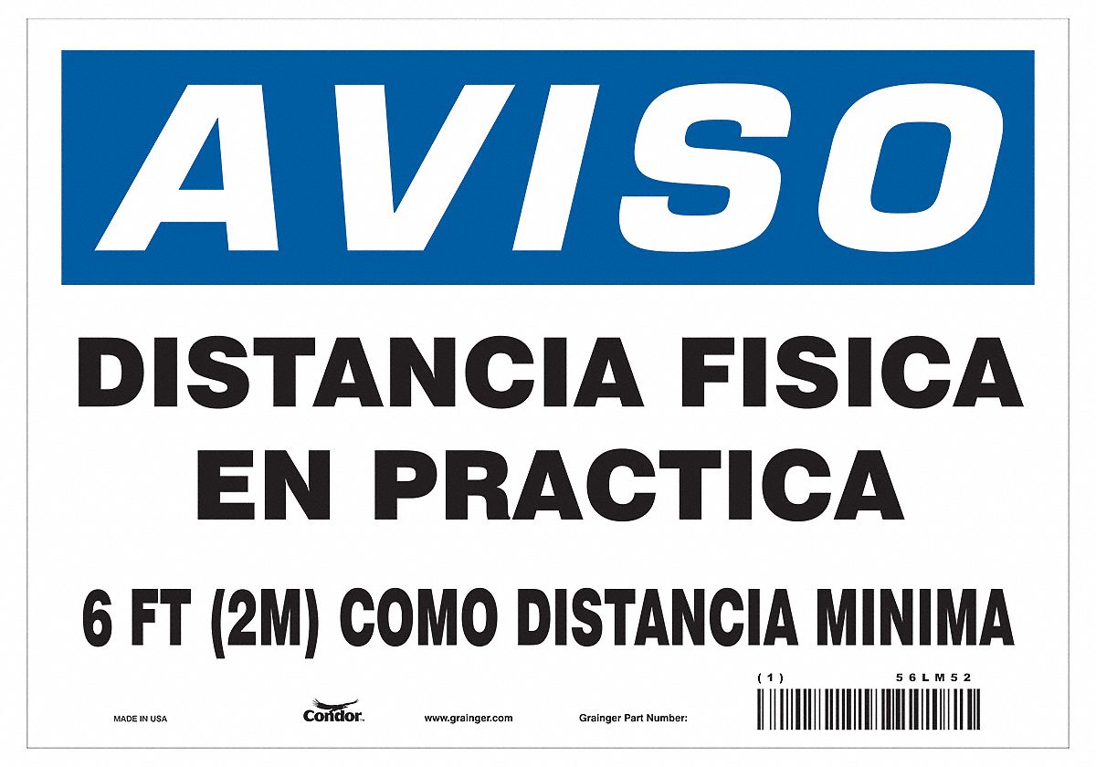 7 in x 10 in Nominal Sign Size, 0.032 in Thick, Covid 19 Sign 7X10 ...